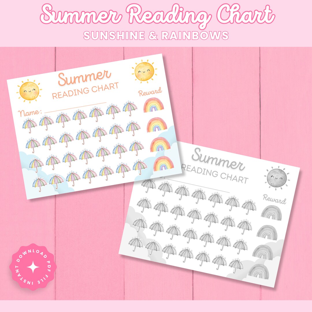 Summer Reading Chart for Kids, Summer Reading Log, Summer Reading Chart ...