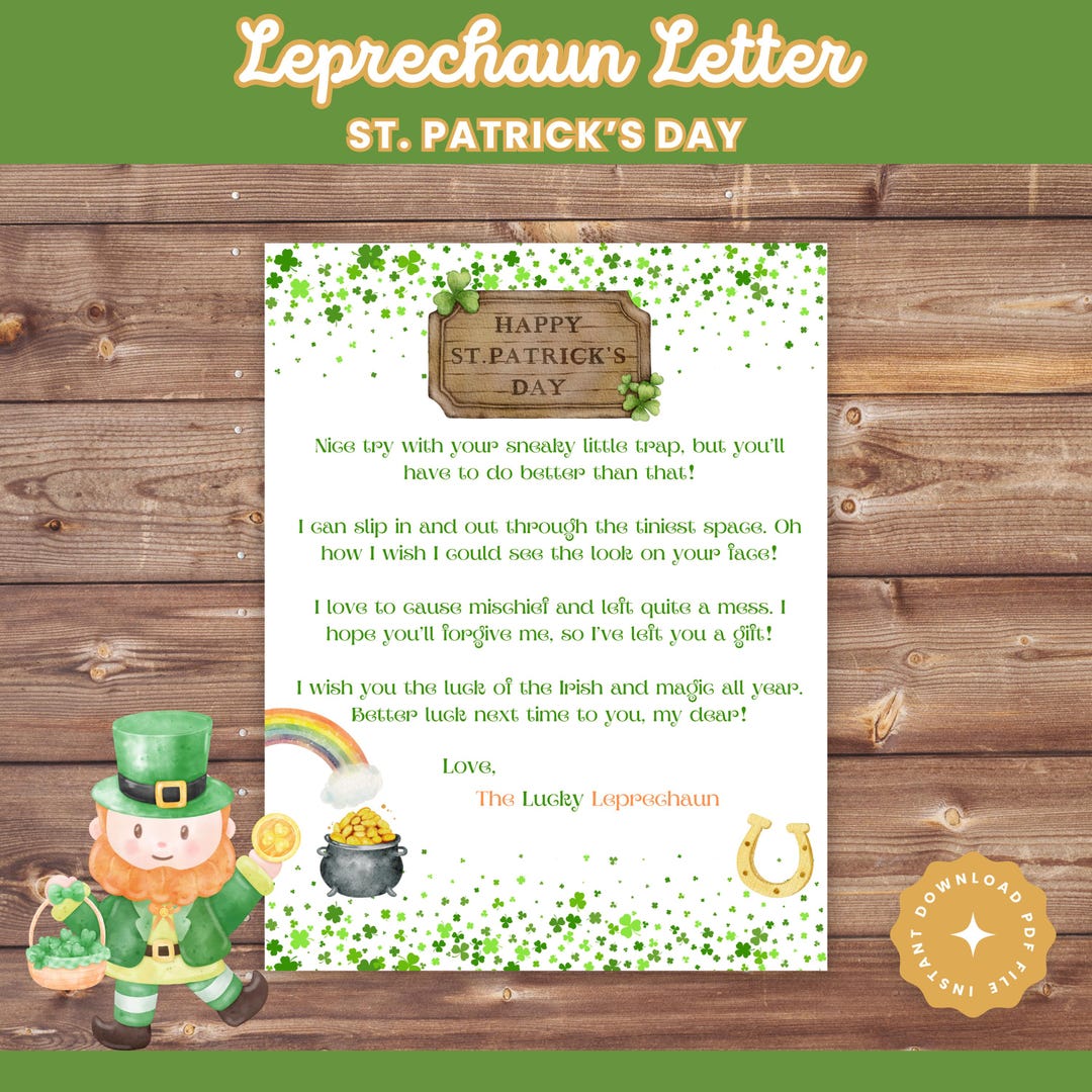 Leprechaun Letter for Trap Kit: St. Patrick's Day Activity (digital ...
