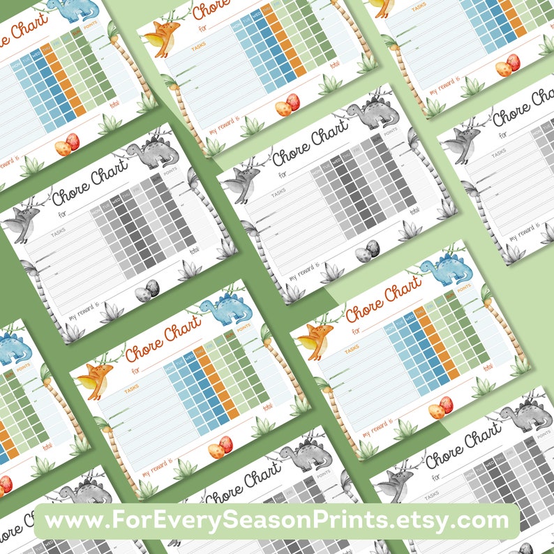 Dinosaur Chore Chart for Kids: Printable Weekly Routine (PDF) - Etsy