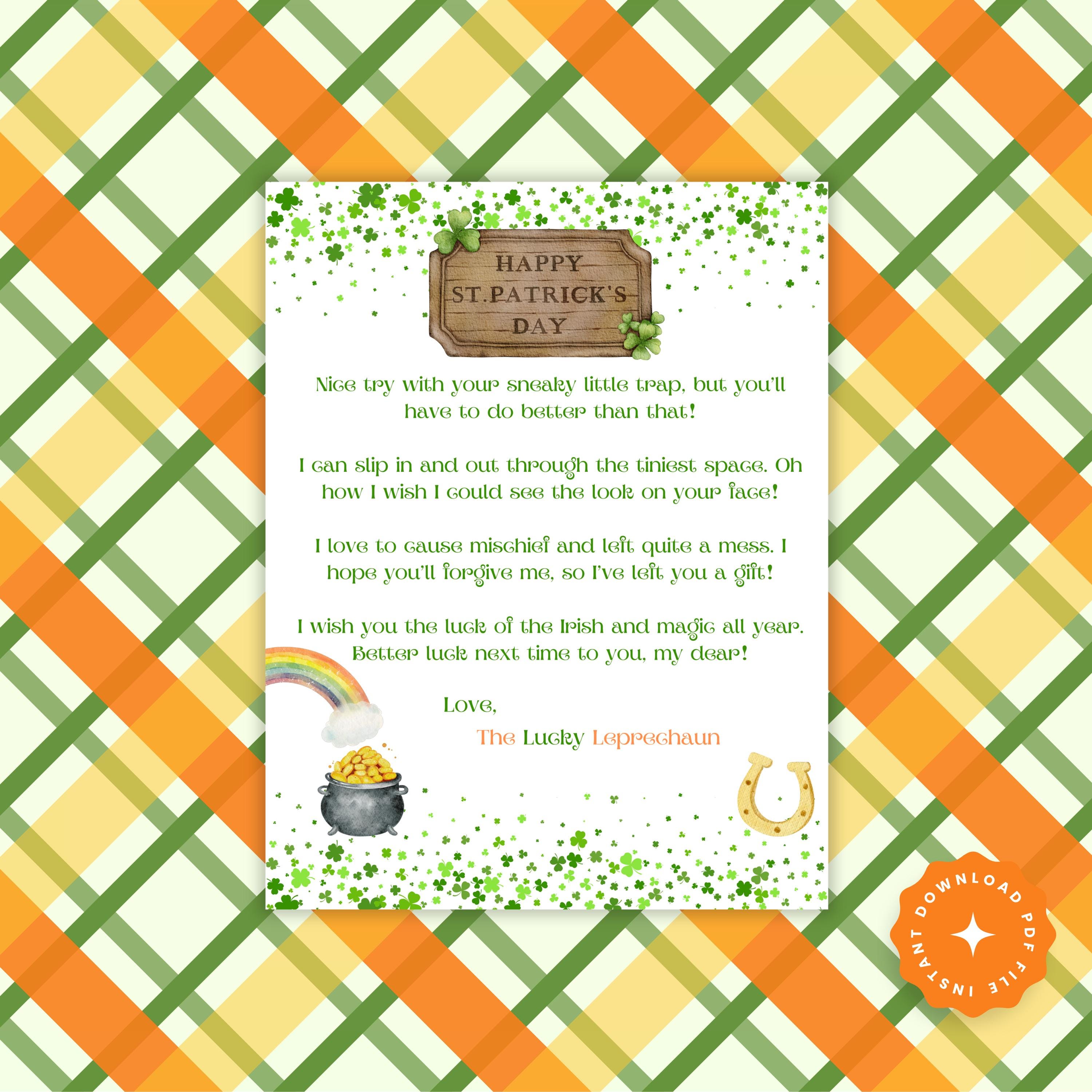 Leprechaun Letter: St. Patrick's Day Activity (digital Download) - Etsy