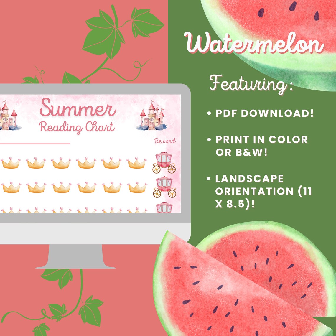 Summer Reading Chart for Kids: Watermelon Tracker (digital Download) - Etsy
