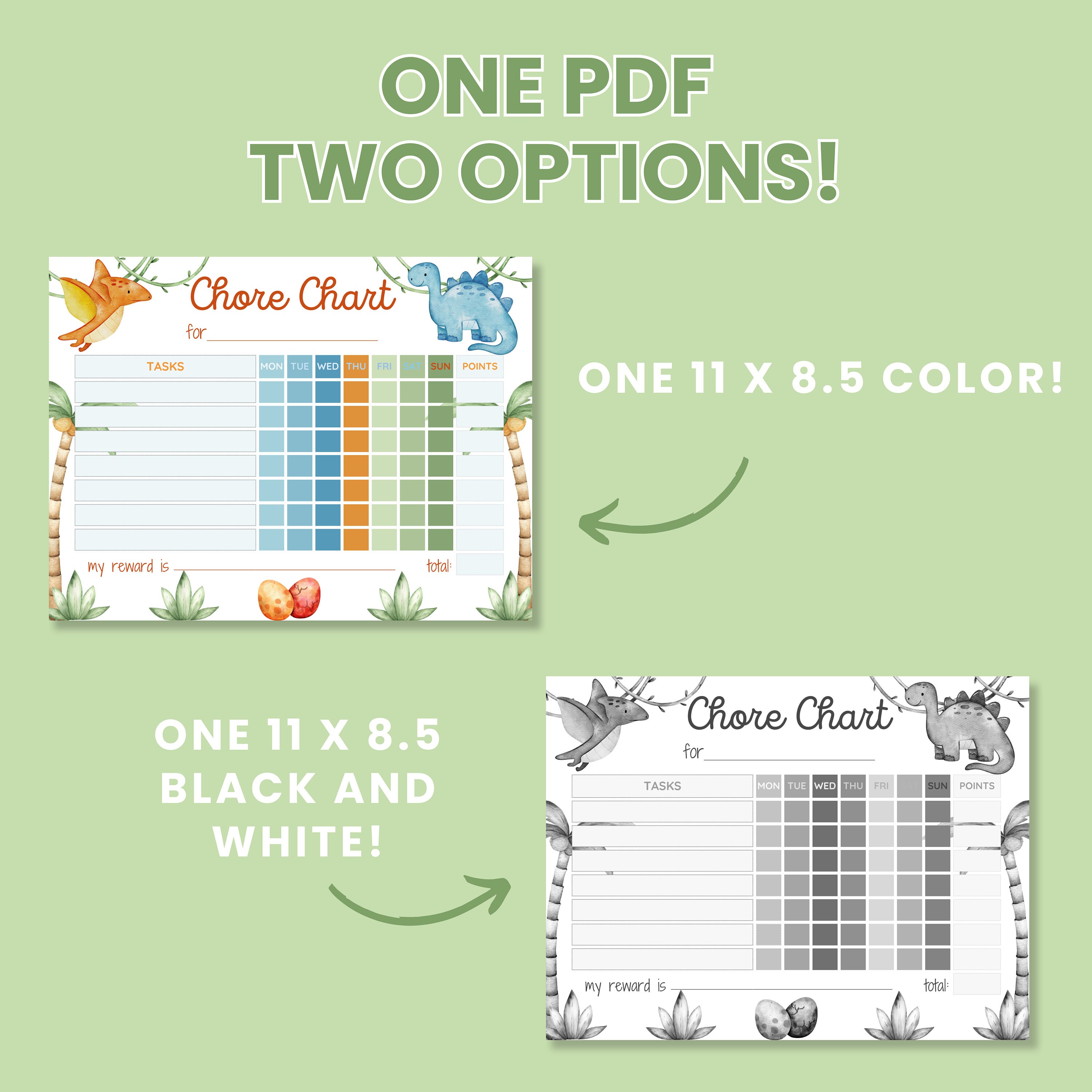 Dinosaur Chore Chart for Kids: Printable Weekly Routine (PDF) - Etsy