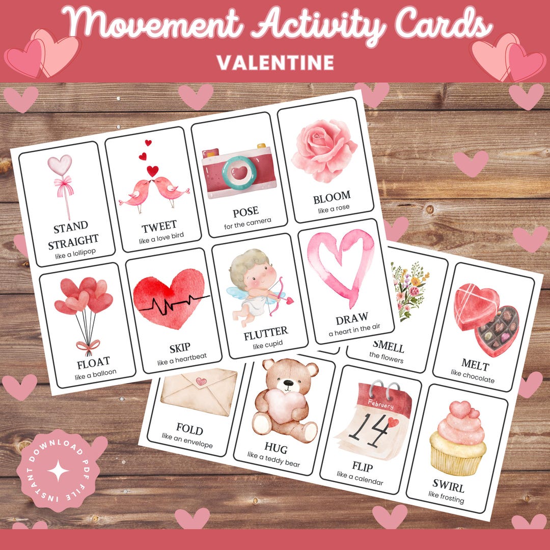 Valentine Movement Activity Cards: Fun Valentine Charades (digital ...