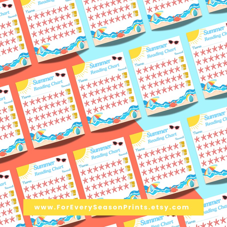 Summer Reading Chart for Kids, Summer Reading Log, Summer Reading Chart ...