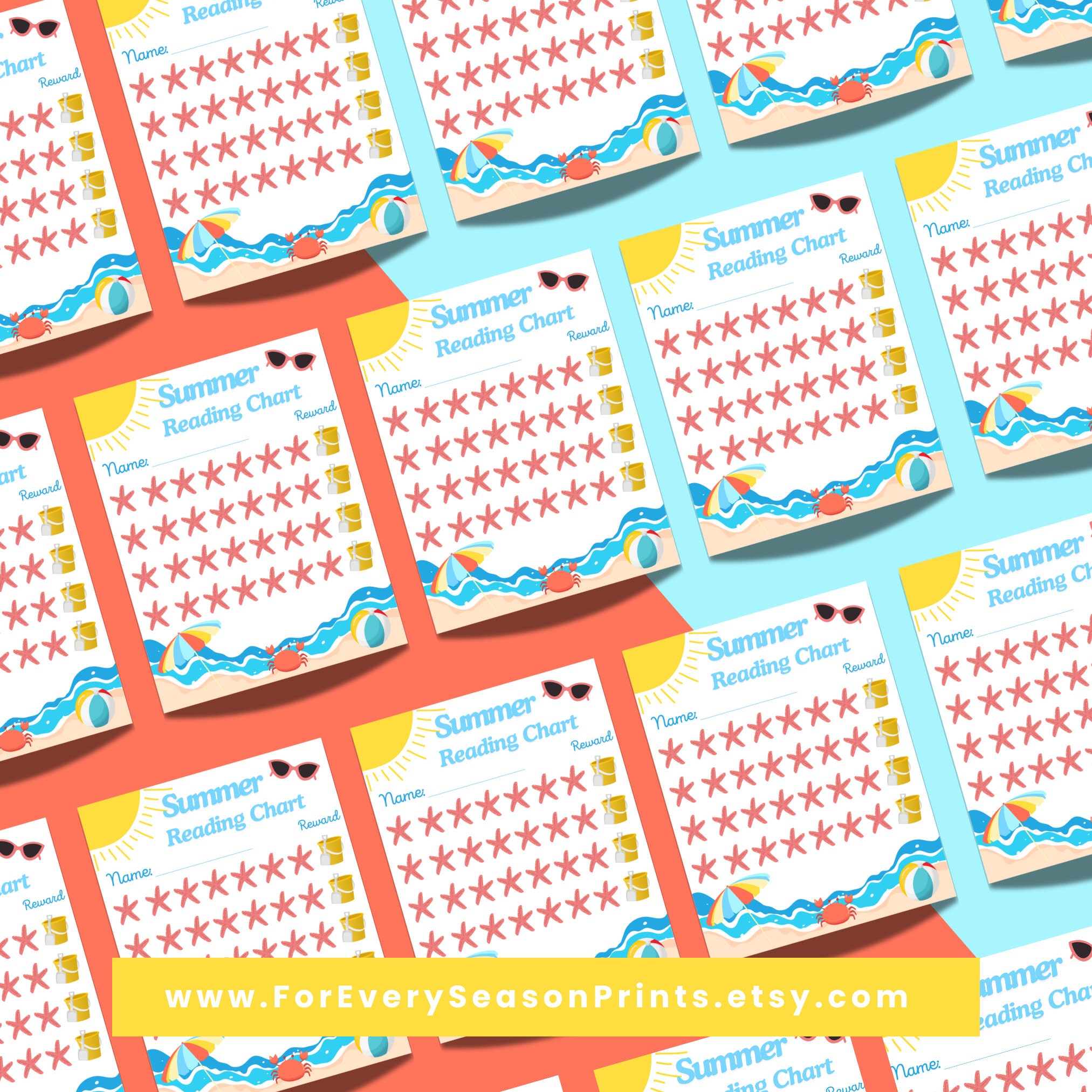 Summer Reading Chart for Kids, Summer Reading Log, Summer Reading Chart ...