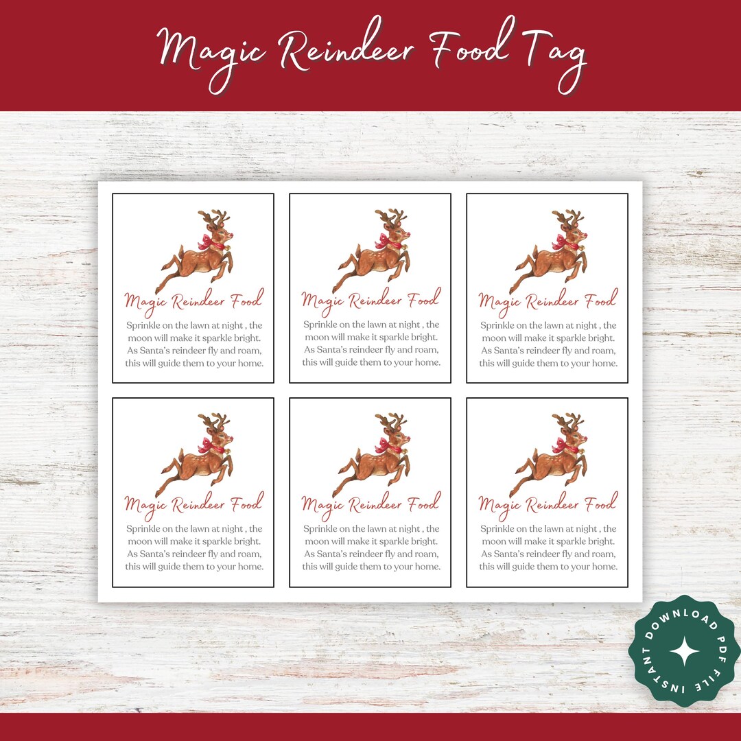 Reindeer Food Tag, Magical Reindeer Food, Reindeer Food Poem, Reindeer ...