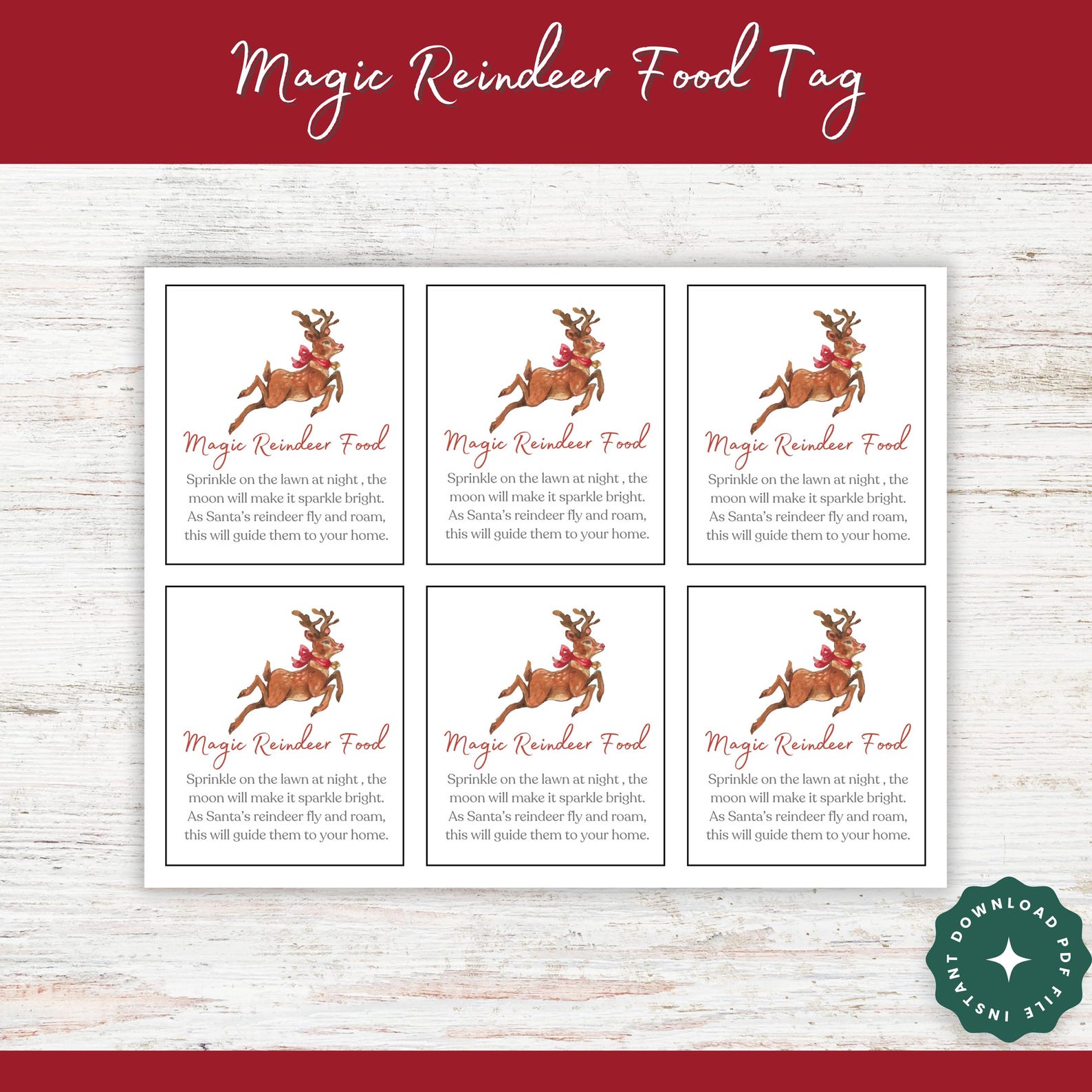 Magical Reindeer Food Tags: Christmas Eve Poem (digital Download) - Etsy