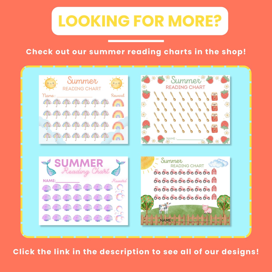 Summer Reading Chart for Kids, Summer Reading Log, Summer Reading Chart ...
