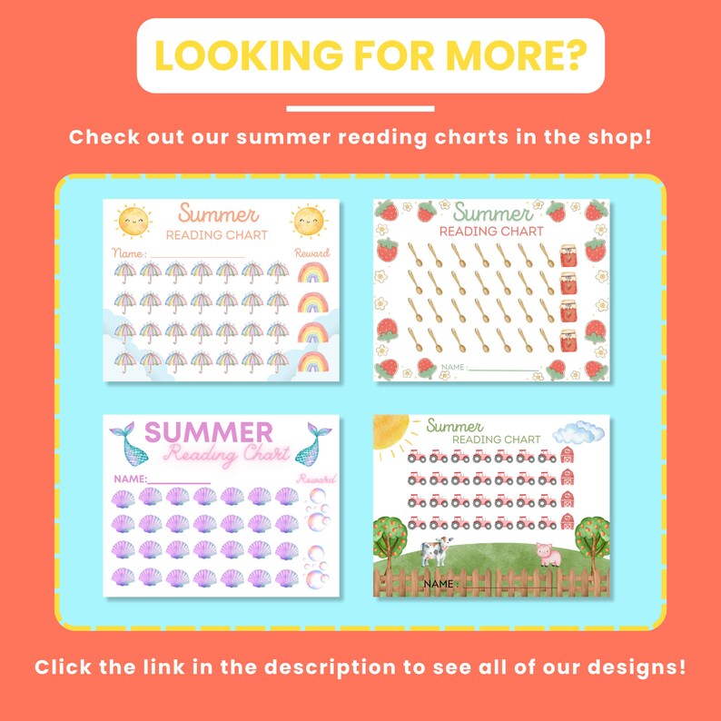 Summer Reading Chart for Kids, Summer Reading Log, Summer Reading Chart ...