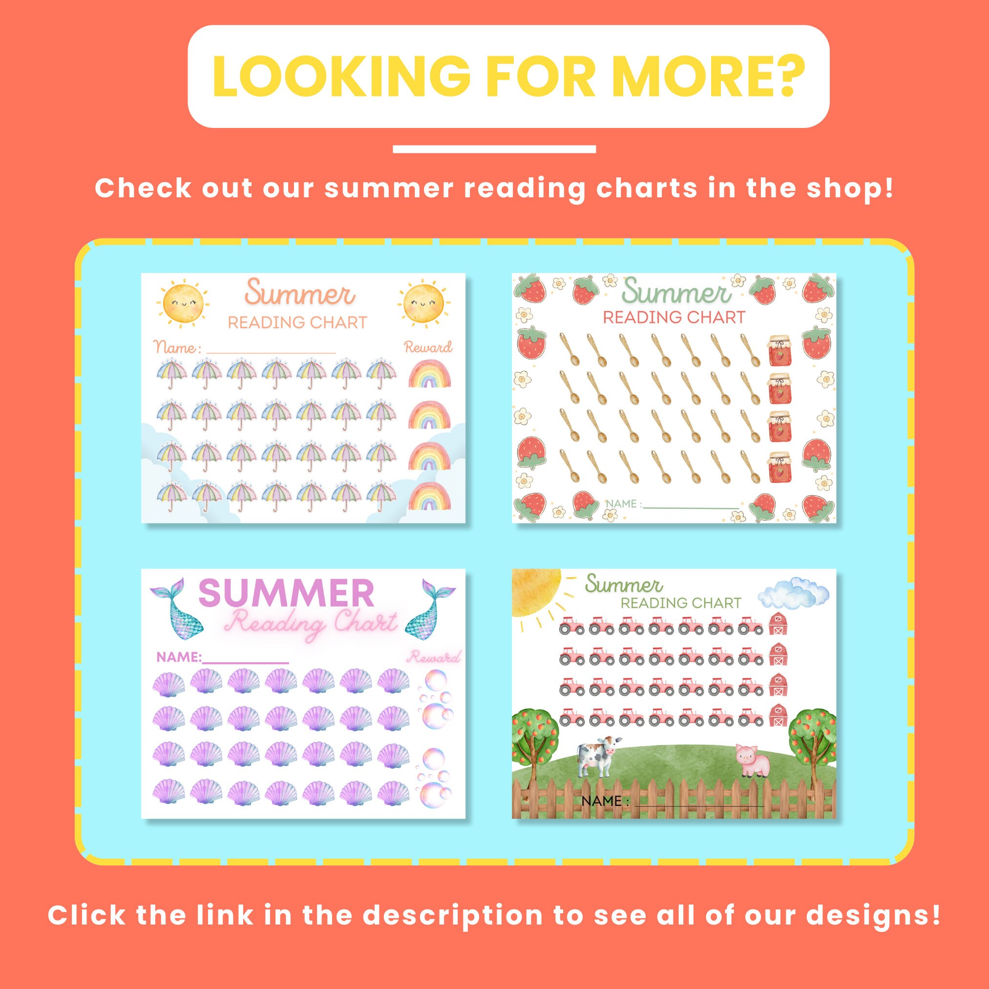Summer Reading Chart for Kids, Summer Reading Log, Summer Reading Chart ...