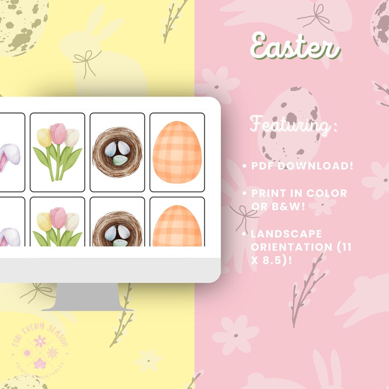 Printable Easter Memory Matching Game: Flashcards for Kids (digital ...