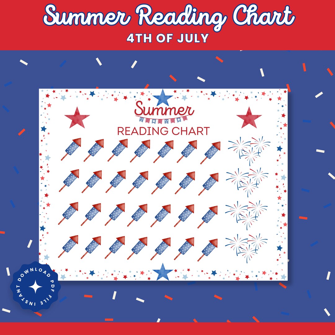 4th of July Summer Reading Chart for Kids (digital Download) - Etsy