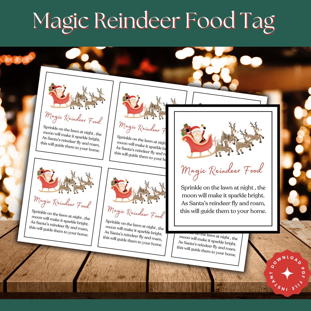 Reindeer Food Tag, Magical Reindeer Food, Reindeer Food Poem, Reindeer ...
