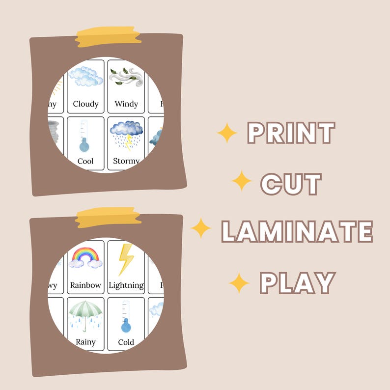 Weather Flashcards: Montessori Preschool Learning (digital Download) - Etsy