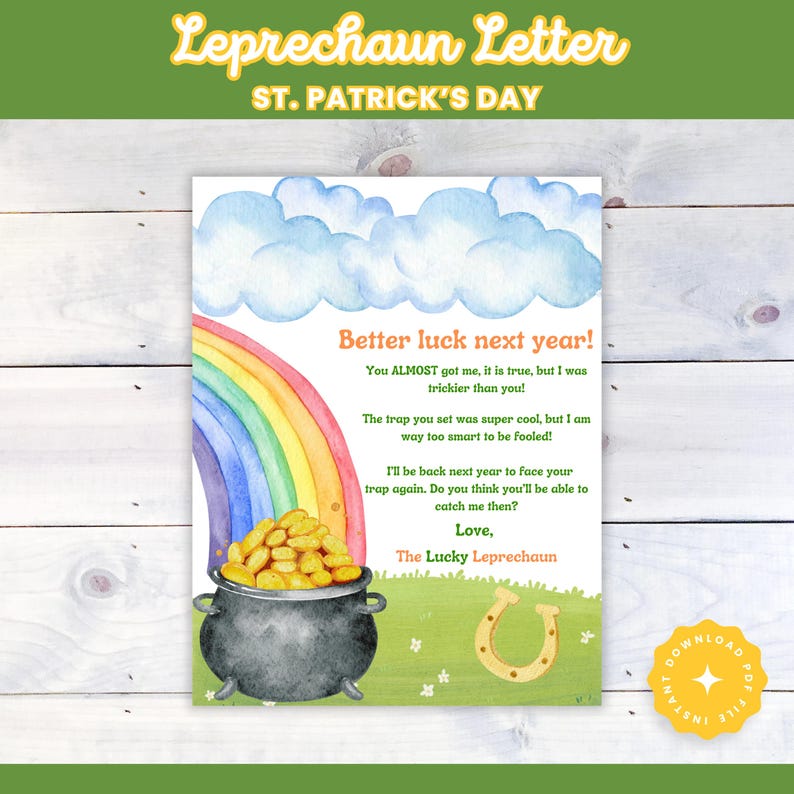 Leprechaun Letter: St. Patrick's Day Trap Kit (digital Download) - Etsy