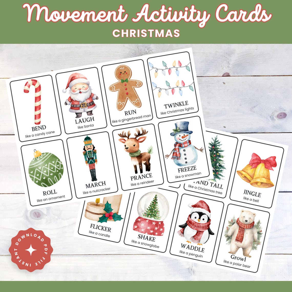 Christmas Movement Cards: Fun Holiday Activity (digital Download) - Etsy