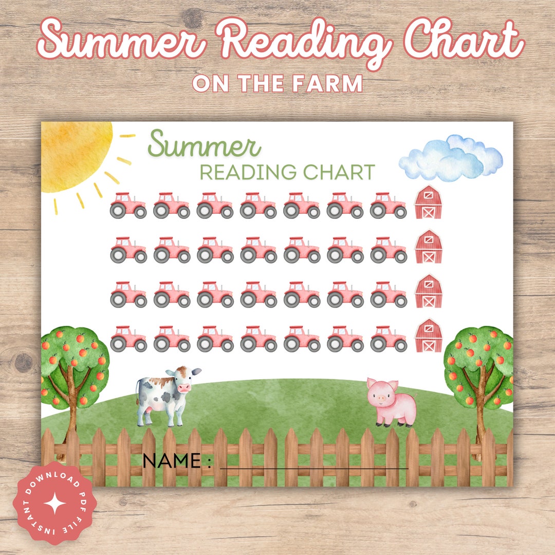Summer Reading Chart for Kids, Summer Reading Log, Summer Reading Chart ...