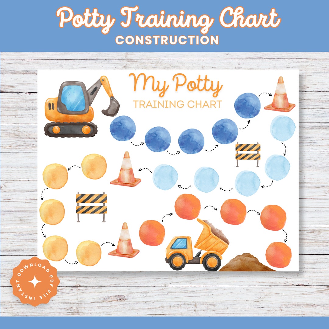 Construction Potty Training Chart: Kids Reward Tracker (digital ...