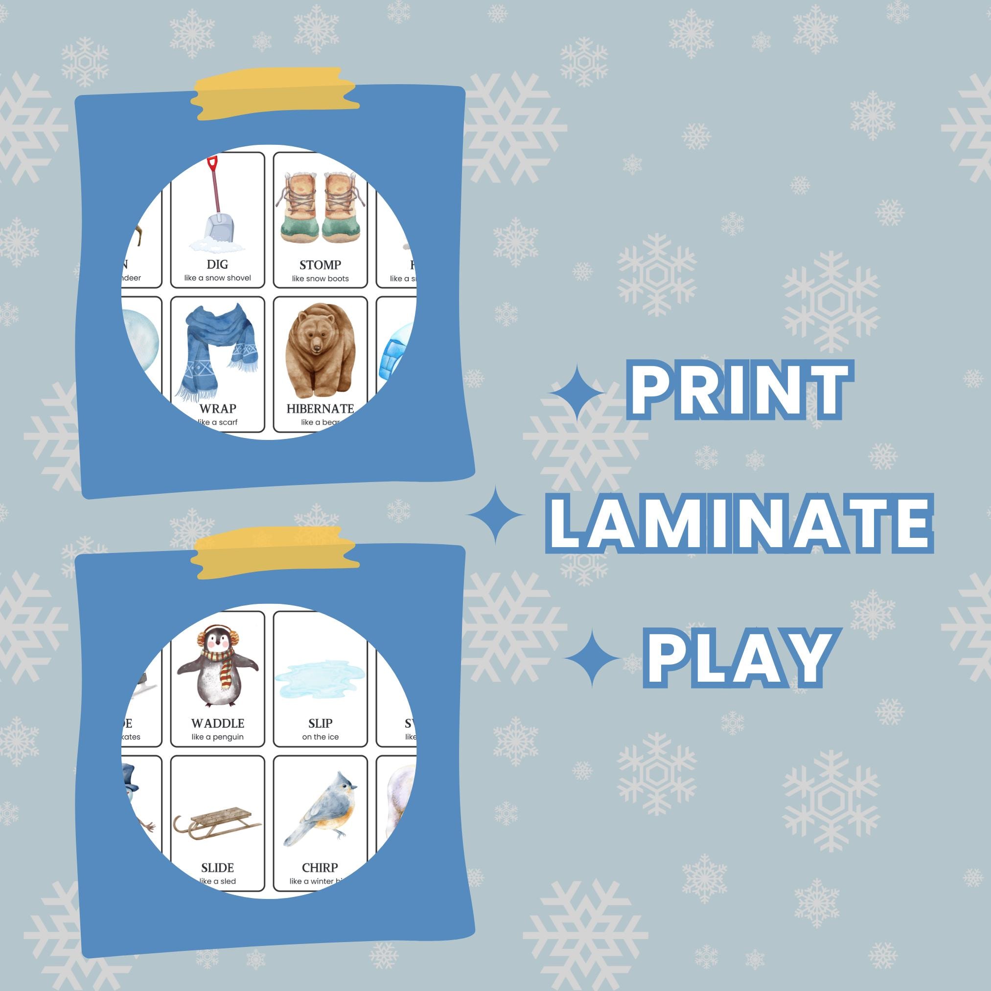 Movement Flash Cards, Winter Movement Cards, Flash Cards, Flash Cards ...