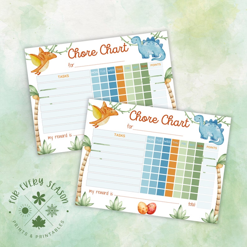 Dinosaur Chore Chart for Kids: Printable Weekly Routine (PDF) - Etsy