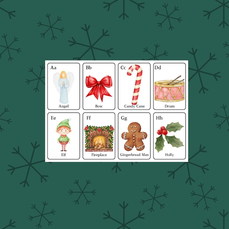 Christmas Alphabet Flash Cards: Holiday Learning (digital Download) - Etsy
