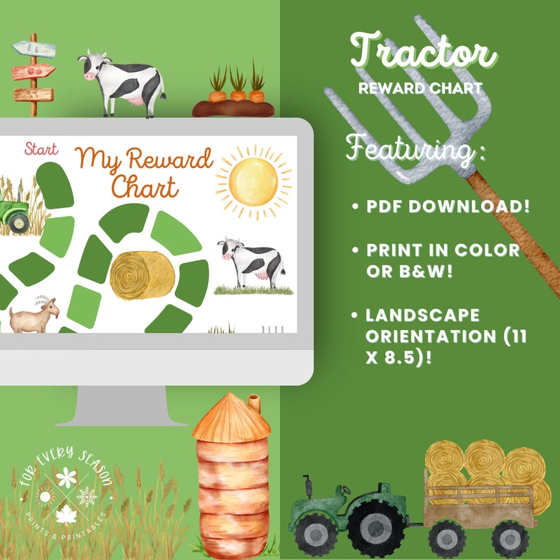 Tractor Reward Chart for Kids: Farm Chore Chart (digital Download) - Etsy