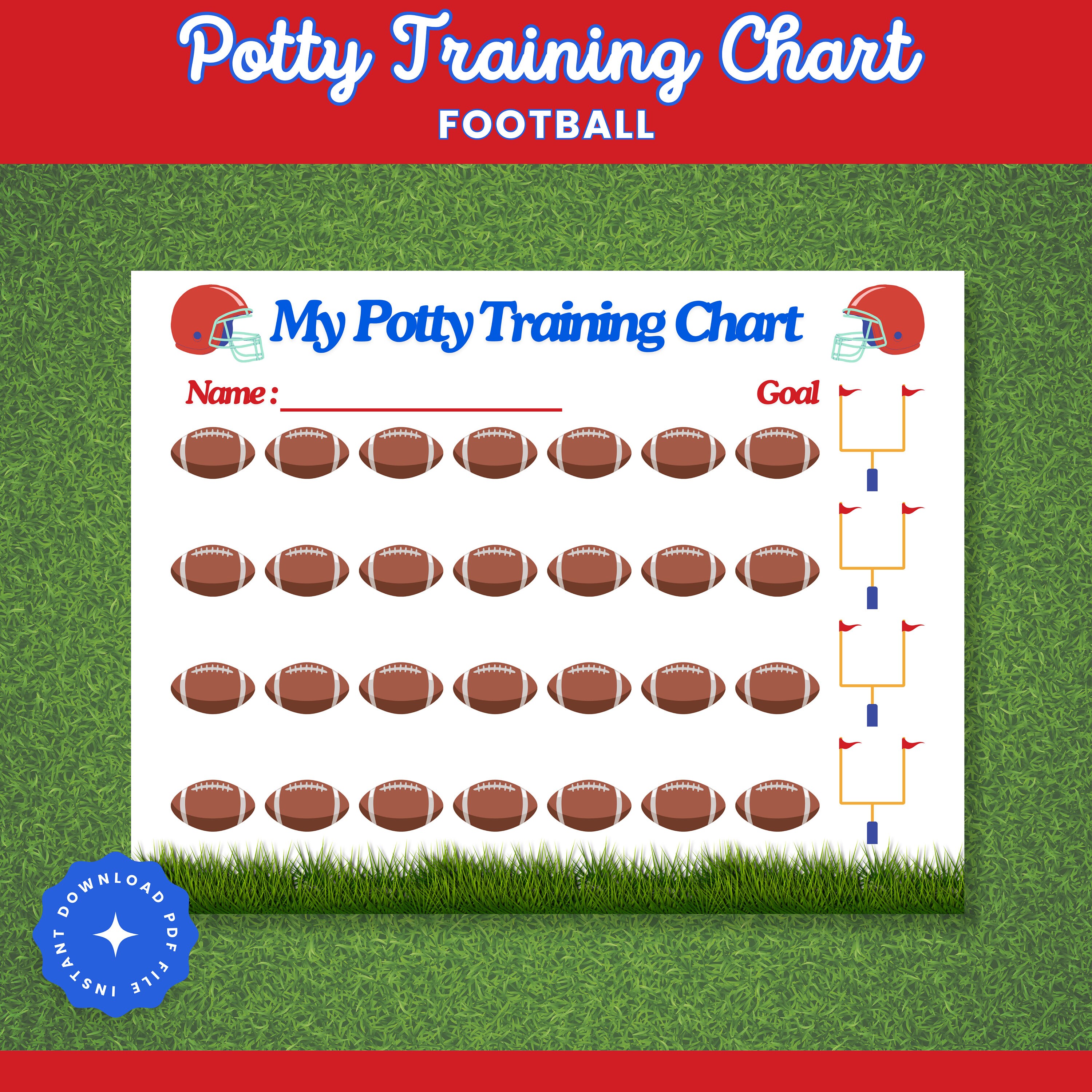 Football Potty Training Chart: Visual Tracker & Reward (digital ...