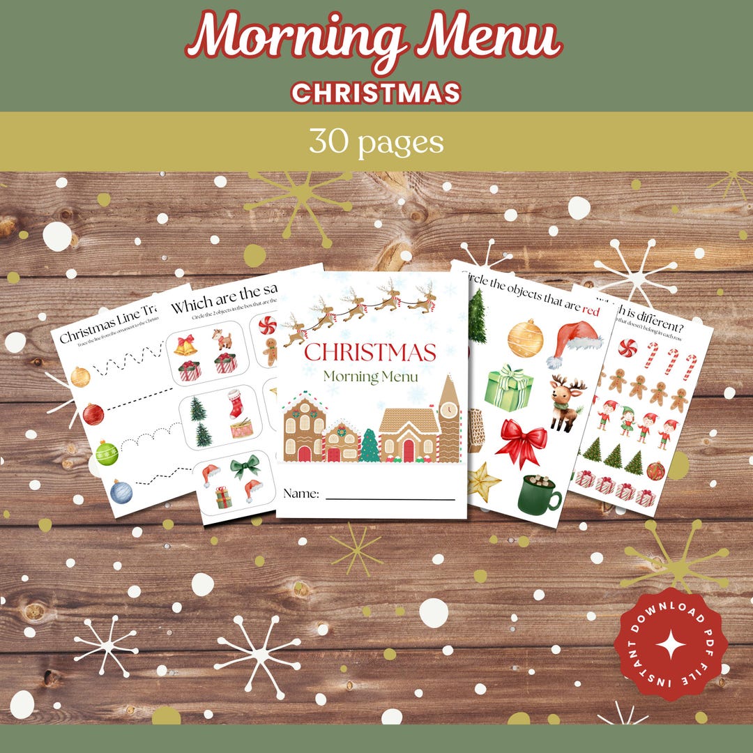 Christmas Morning Menu: Prek Toddler Activity Book (digital Download ...
