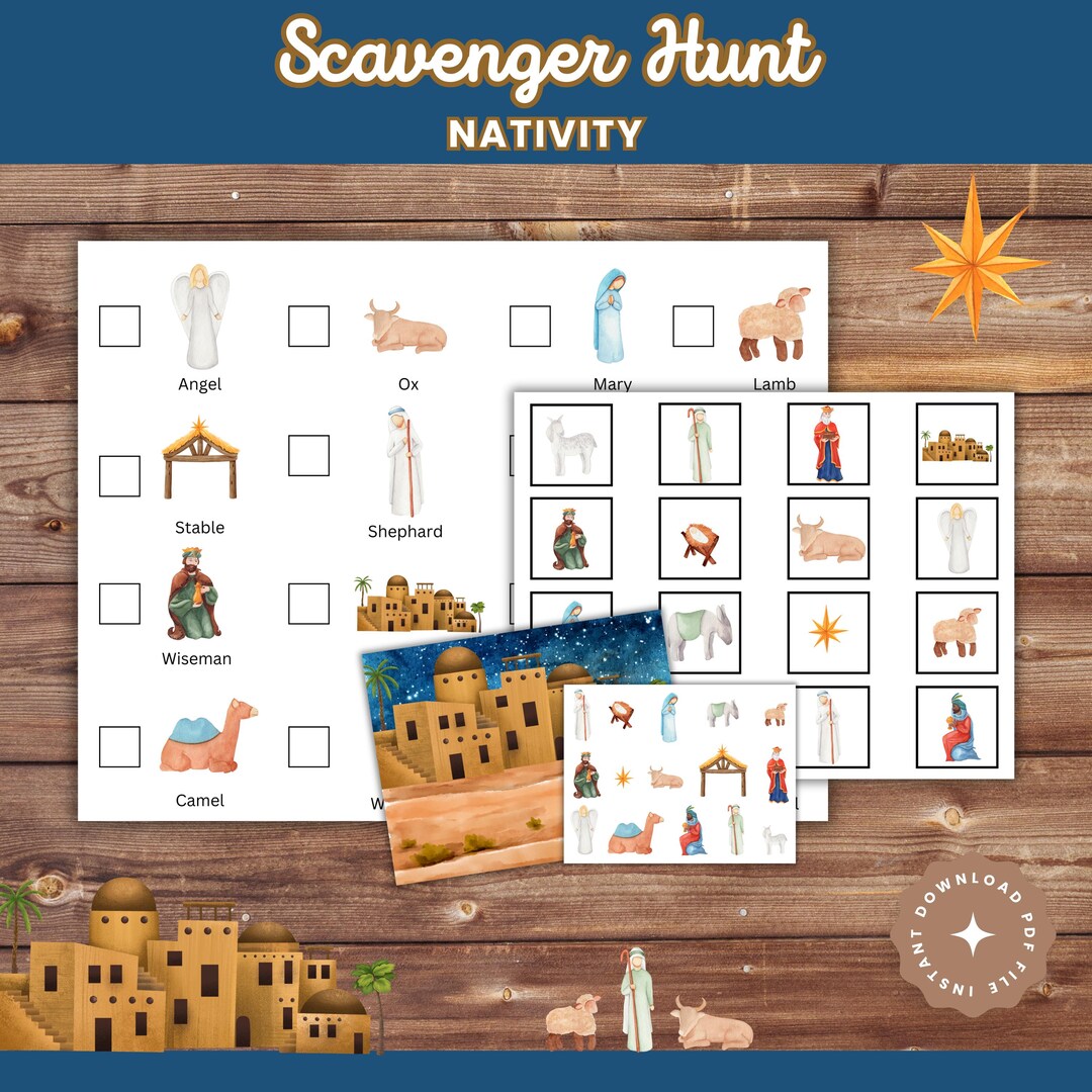 Nativity Scavenger Hunt, Nativity Printable, Nativity Game, Christmas ...