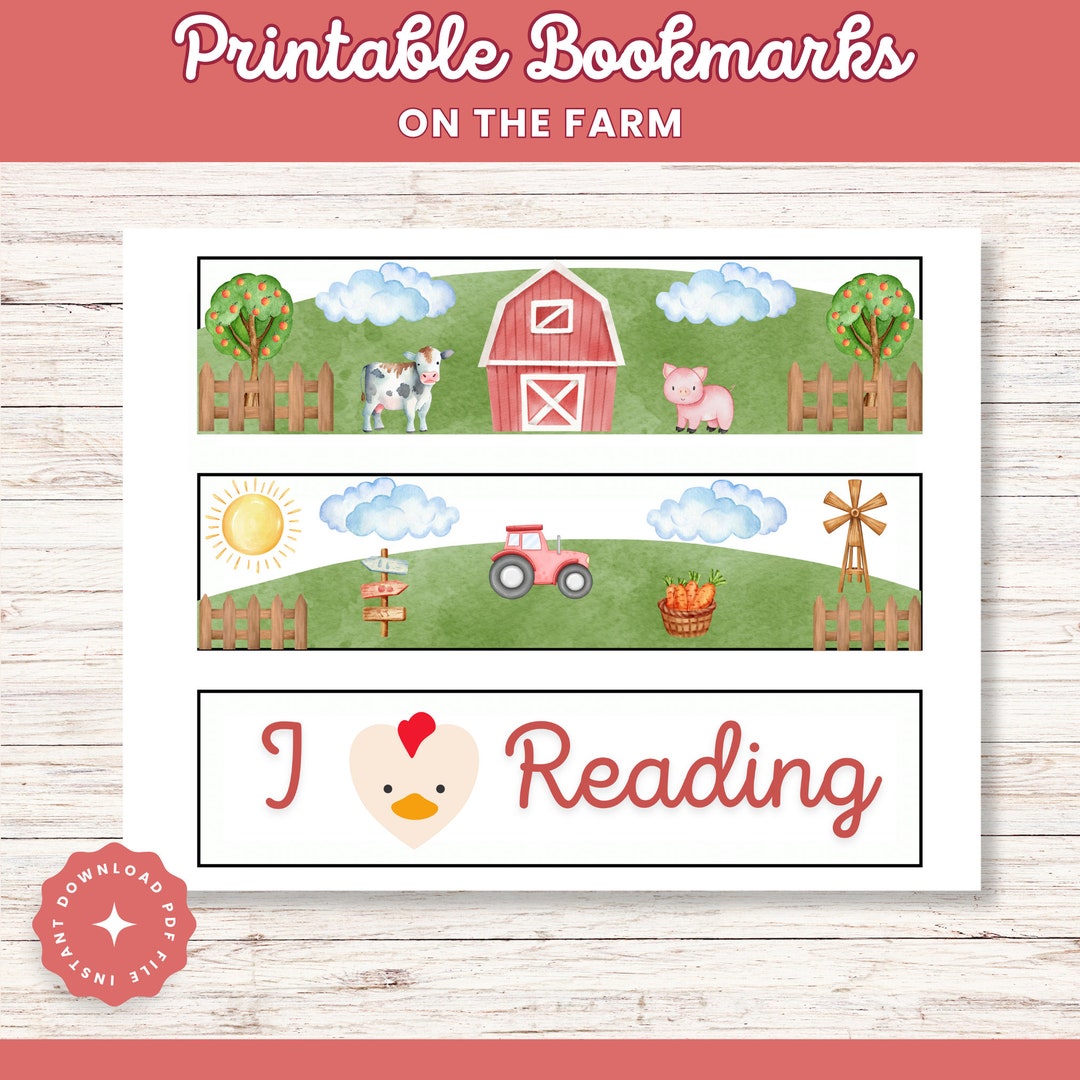 Printable Bookmarks for Kids: Farm Animals Reading Tracker (digital ...