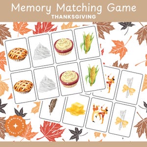 Thanksgiving Memory Matching Game: Printable Preschool Activity ...