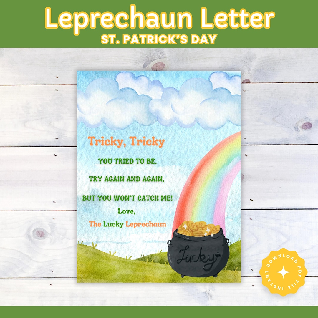 Leprechaun Letter: St. Patrick's Day Trap Activity (digital Download ...