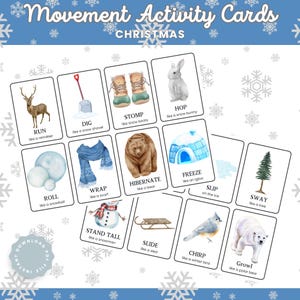 Movement Flash Cards, Winter Movement Cards, Flash Cards, Flash Cards ...