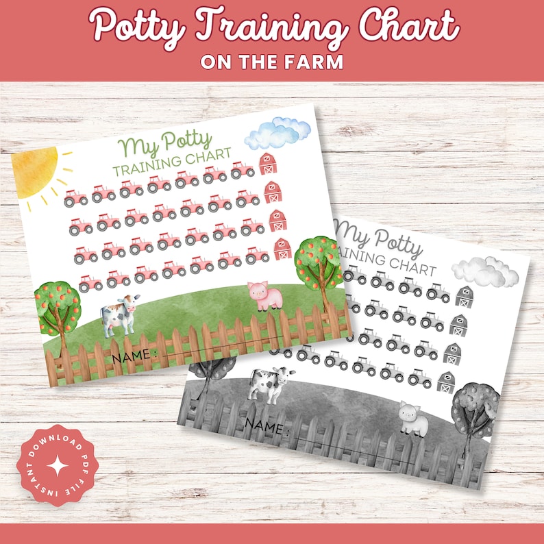 Farm Potty Training Chart: Visual Tracker, Reward System (digital ...