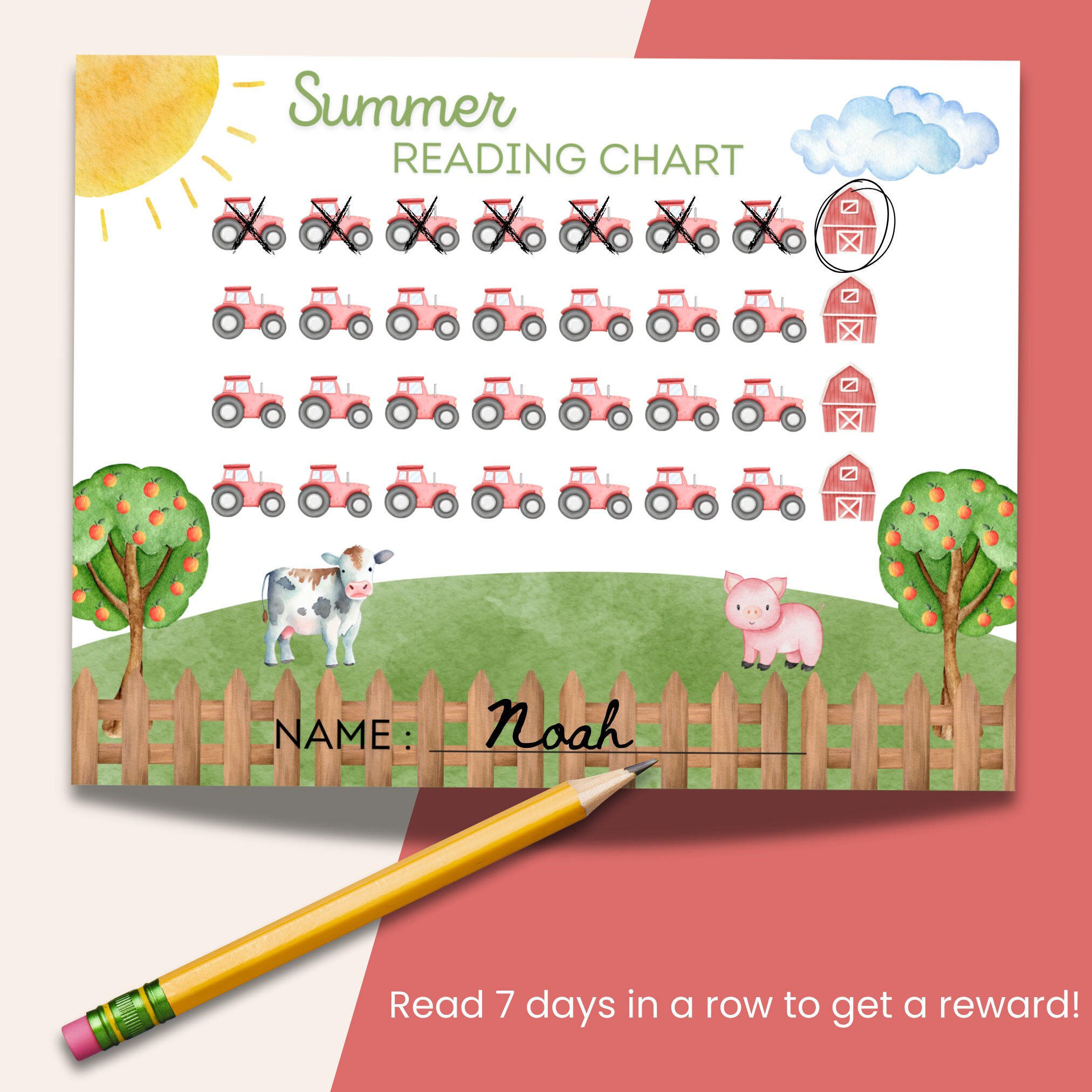 Summer Reading Chart for Kids, Summer Reading Log, Summer Reading Chart ...