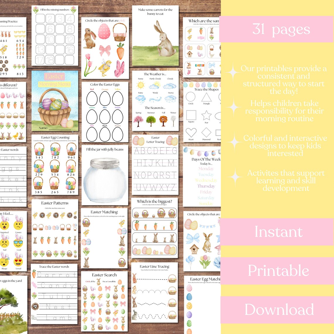 Easter Morning Menu: Toddler Busy Book, Prek Activity (digital Download ...