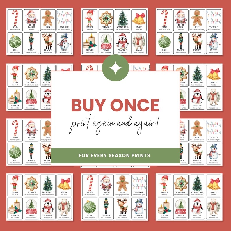 Christmas Movement Activity Cards: Holiday Charades (digital Download ...