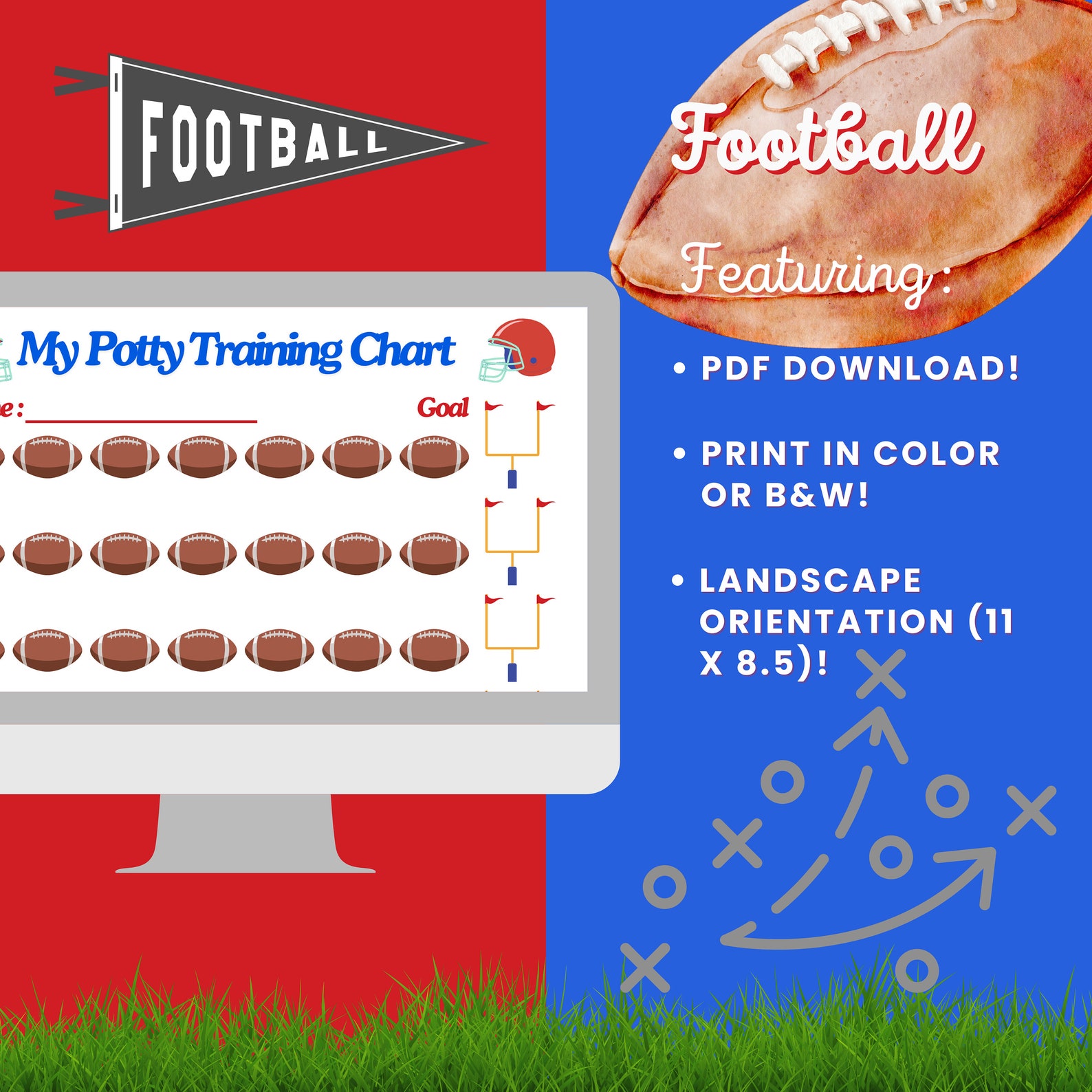 Football Potty Training Chart: Visual Tracker & Reward (digital ...