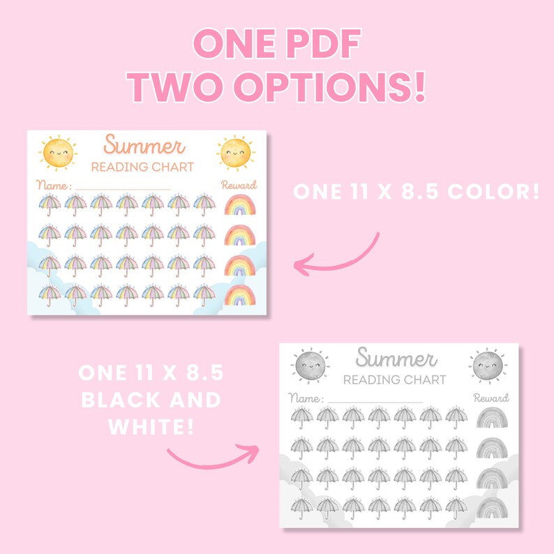 Summer Reading Chart for Kids: Sunshine & Rainbows (digital Download ...