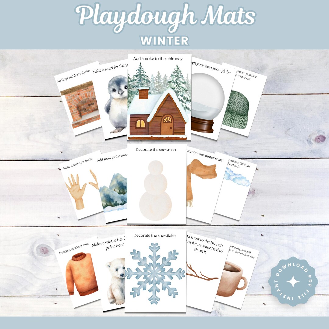 15 Winter Playdough Mats, Printable Play Doh Mat, Busy Book, Winter ...