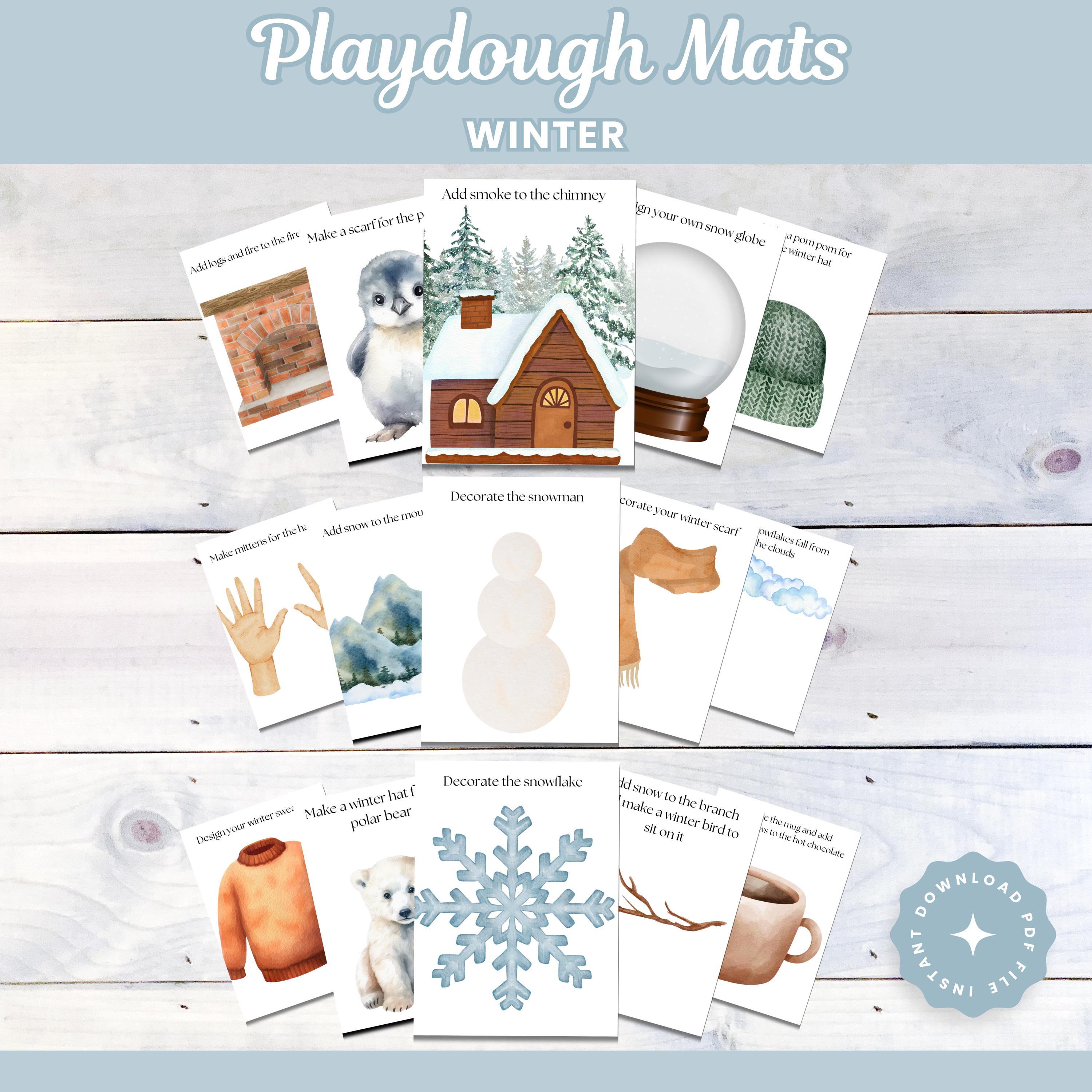15 Winter Playdough Mats, Printable Play Doh Mat, Busy Book, Winter ...