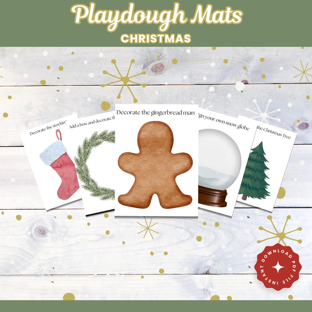 15 Christmas Playdough Mats, Printable Play Doh Mat, Busy Book, Snowman ...