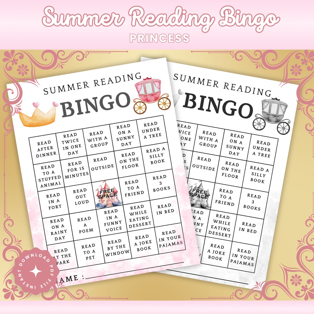 Princess Summer Reading Bingo Cards for Kids (digital Download) - Etsy