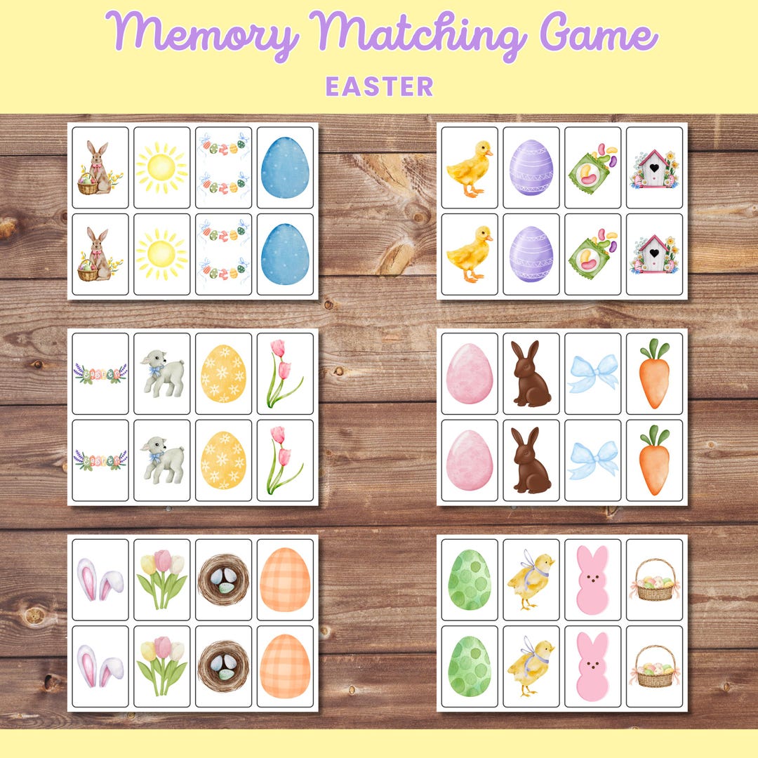 Printable Easter Memory Matching Game: Flashcards for Kids (digital ...