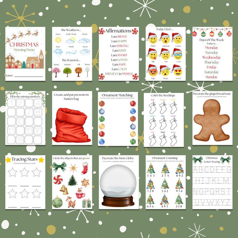 Christmas Morning Menu: Prek Toddler Activity Book (digital Download ...