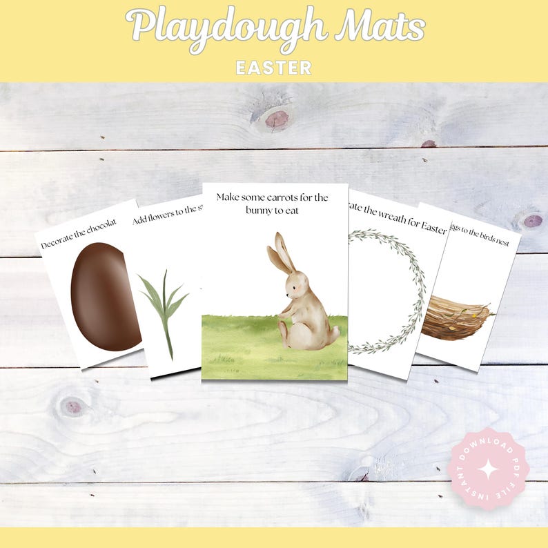 15 Easter Playdough Mats, Printable Play Doh Mat, Busy Book, Easter ...