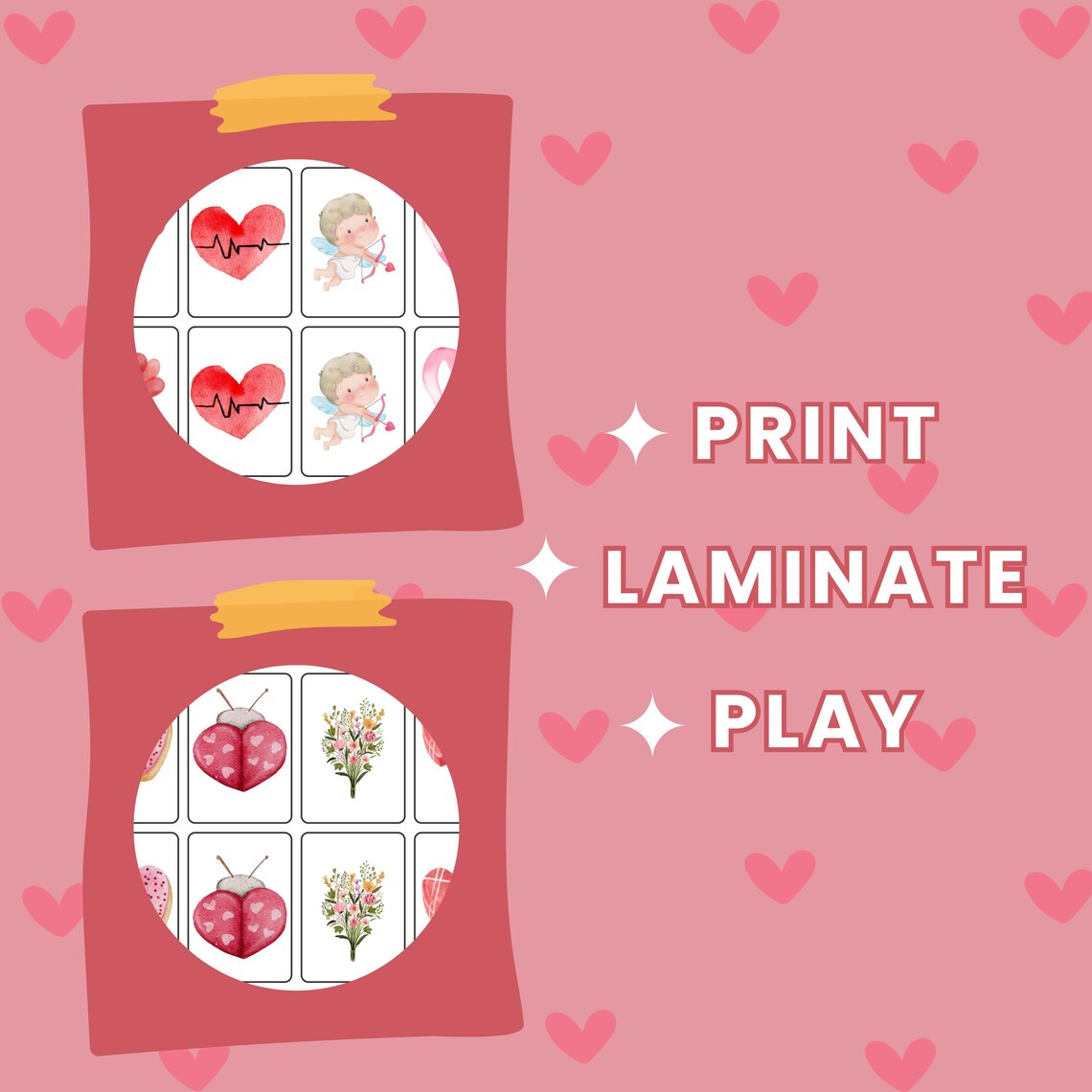 Valentine Memory Matching Game: Printable Flash Cards for Kids (digital ...
