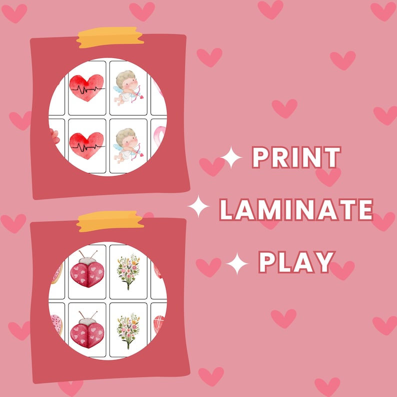 Valentine Memory Matching Game: Printable Flash Cards for Kids (digital ...