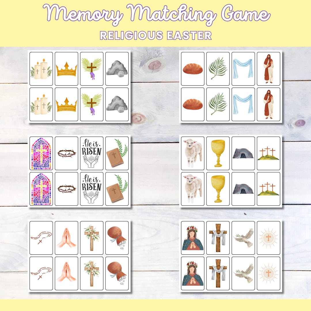 Religious Easter Memory Matching Game: Printable Flash Cards (digital ...