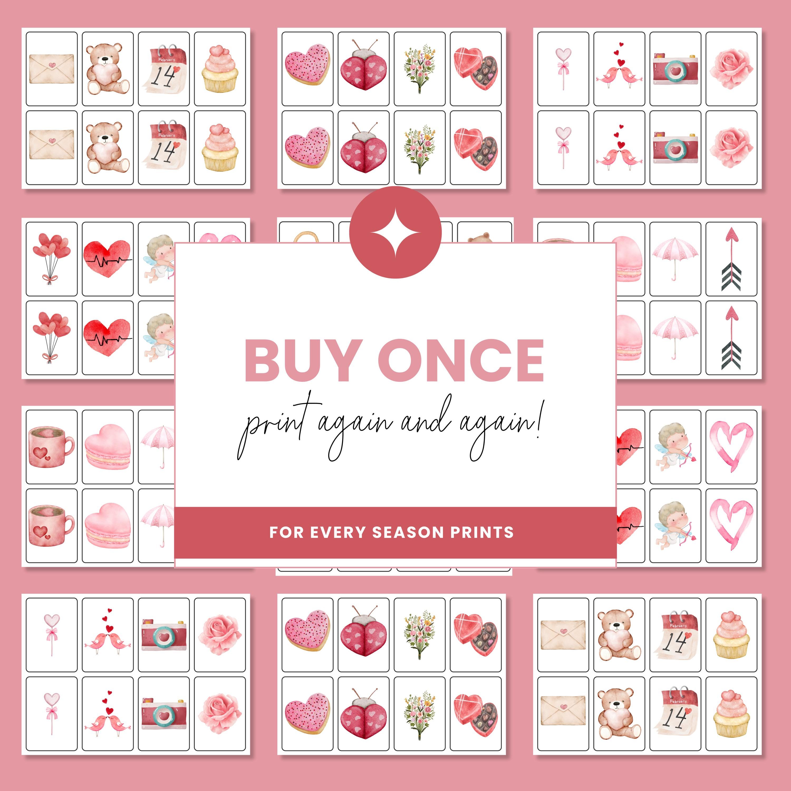 Valentine Memory Matching Game: Printable Flash Cards for Kids (digital ...